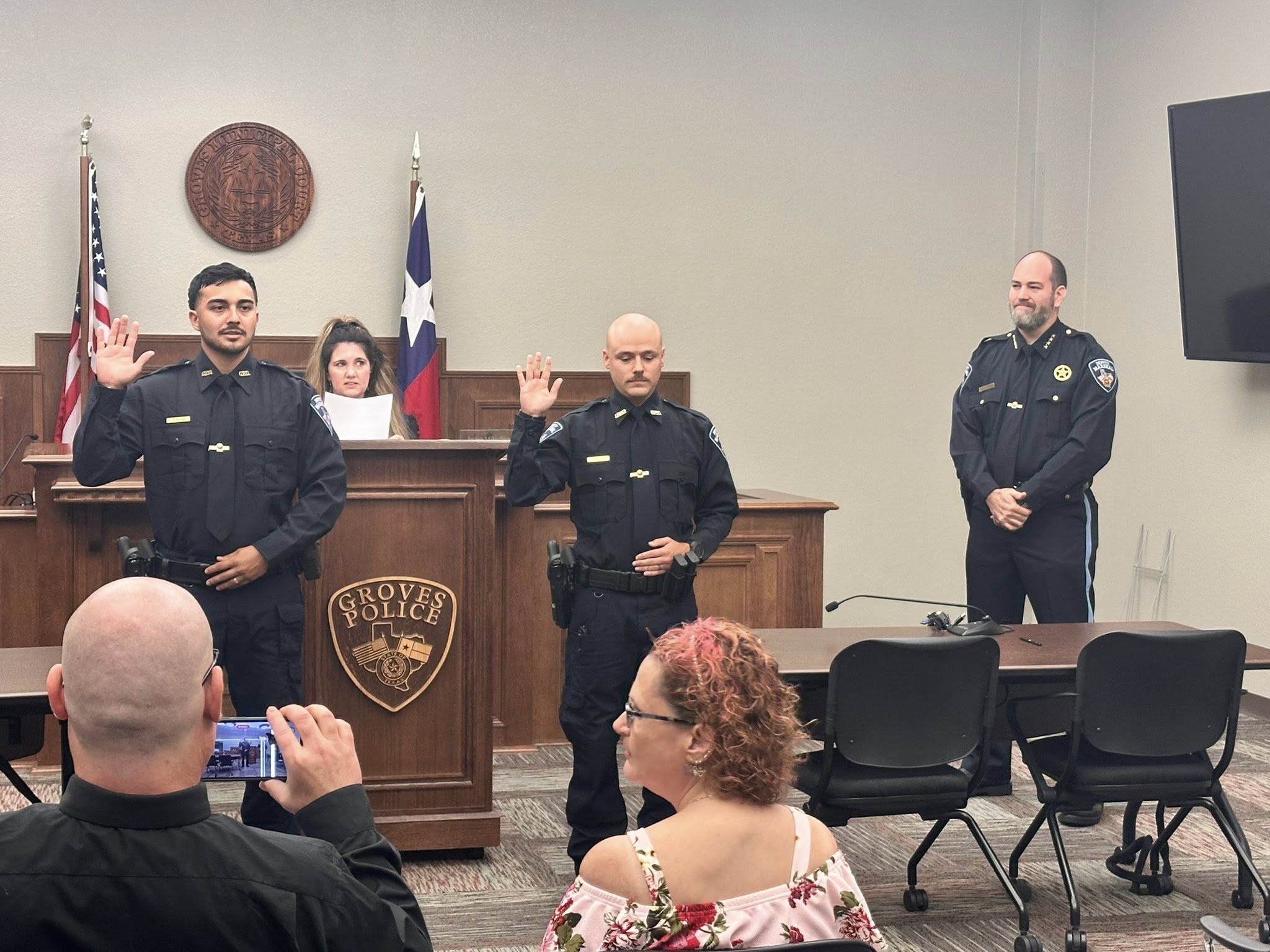 Groves Police Department swears in 2 new officers | Port Arthur News